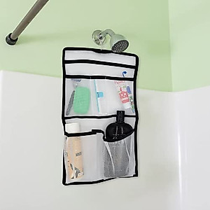 Brentmoor Mesh 5 Pocket Hanging Shower Caddy 12in x 20in - Over the Door Or Shower Curtain Organizer, Perfect For The Gym, Your Next Cruise, RV Or Camping Trip