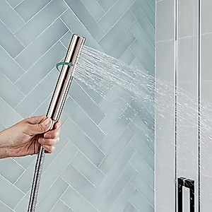 Heyalan Brass 2 in1 Function Handheld Spray Brushed Nickel Hand Shower High Pressure 7.9 Inch Shower Head High Flow Handheld Sprinklert Shower Wand with Shower Hose and Hand Shower Holder