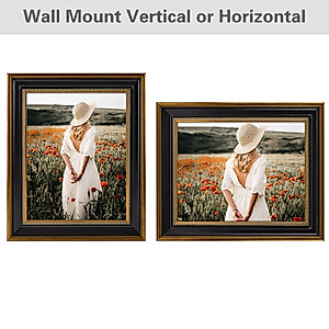 Space Art Deco, 11x14 Picture Frame without Mat for 11x14 Photo, High Definition Real Glass Wall Display (Ornate Gold/Black, 1-Pack)