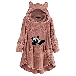 Little Girls Fleece Hoodie Teen Girls Y2k Long Tunic Sweatshirts Thick White Hoodie Women