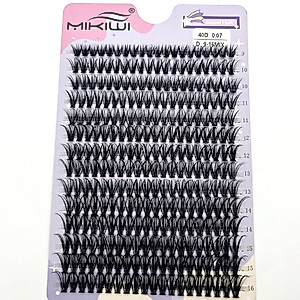 Mikiwi Cluster Lashes 280pcs 40D-0.07D-9-16mm Mix DIY Eyelash Extension D Curl Long Individual Lashes Mixed Tray Faux Mink Lash Clusters Extensions