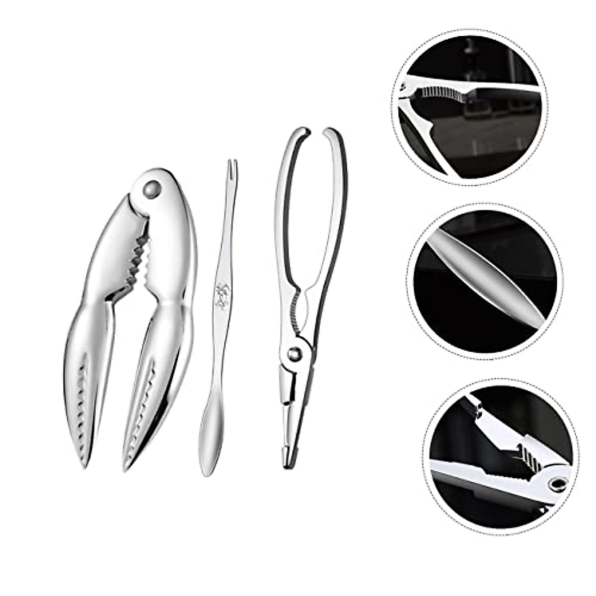 UPKOCH 3pcs Crab Eating Tool Stainless Steel Forks Shears Heavy Duty Oyster Crackers Crab Leg Utensils Seafood Eating Utensils Seafood Utensils Crab Opener Clamp Crab Clamp Crab Leg Clamp
