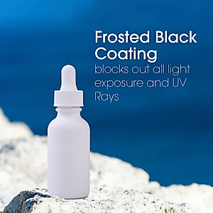 Focus Nutrition 12 Pack White Coated Boston Round Essential Oils Aromatherapy Glass Bottles Jar With White dropper cap, 1oz