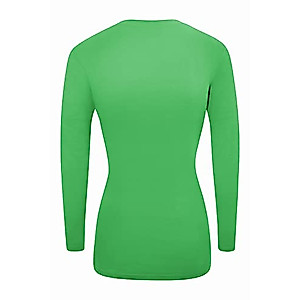 Natural Uniforms Women's Long Sleeve V-Neck T-Shirt Under Scrub (Light Green, Large)