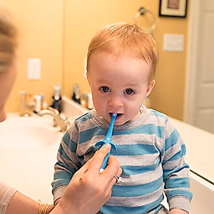 Dr. Brown's Infant-to-Toddler Training Toothbrush, Soft for Baby's First Teeth, Blue Elephant, BPA Free, 0-3 Years