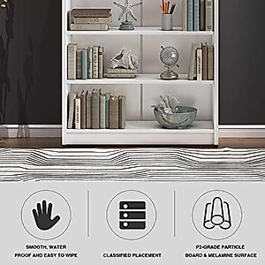 Wood Bookcase 4-Shelf Freestanding Display Wooden Bookshelf for Home Office School (11.6" D*33" W*48" H,White)