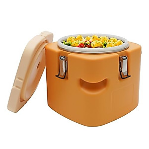 TFCFL 9.5L/2.5gal Commercial Insulated Soup Container, Commercial Food Warmer for Hot or Cold Food, Food Cooler with 4 Buckles, Soup Carrier for Restaurant, Canteen, Home (Yellow)