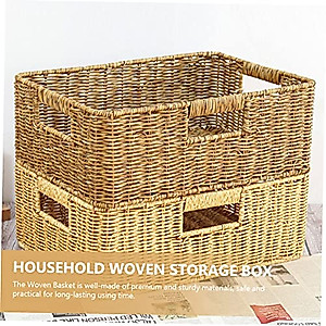 HOMOCONO Storage Basket Toilet Tank Basket Baskets for Food Container Basket for Toys Desktop Finishing Basket Toy Storage Bin Wicker Baskets Condiments Containers Keychain Holder Pp Brown