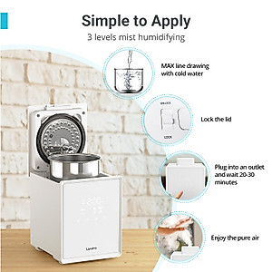 Livatro Stainless Steel Humidifier, 3L Warm Mist Humidifier, Easy Clean with Warm Steam Humidifier, Healthy Air Mist Humidifiers for Bedroom Living Room, with Sleep Mode and Auto-off Setting