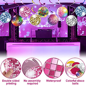 26 PCS Disco Party Decorations Disco Party Ball Hanging Swirls Lets Boogie Banner and Hanging Swirls for 70S 80S Disco Themed Birthday New Year's Party Supplies