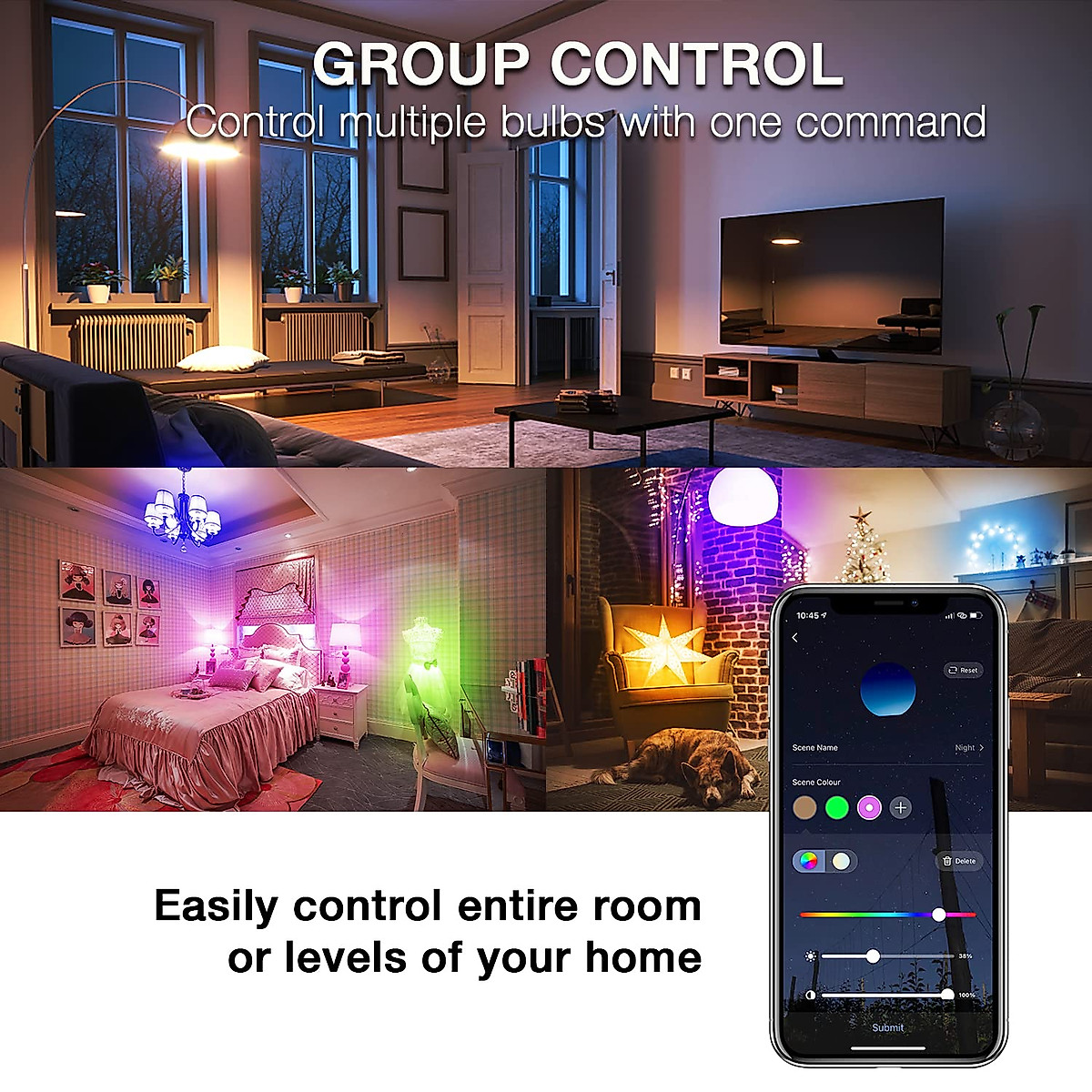 DAYBETTER Smart Light Bulbs, Alexa Light Bulb, WiFi Light Bulbs, RGBCW Color Changing Light Bulb A19 9W 800LM, Smart Bulbs that Work with Alexa & Google Assistant, 2.4Ghz only, No Hub Required,10 Pack