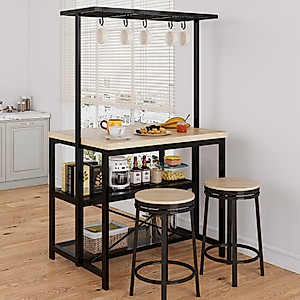 Alkmaar 42" Large Kitchen Island Bakers Rack Microwave Oven Stand Kitchen Shelf with 3 Tier Storage, Metal Coffee Bar Table,Kitchen Storage Shelf for Dining Living Room, 5 Hooks, 42"*28"*72"