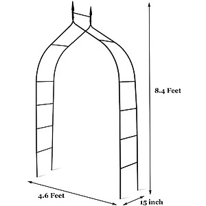 Giantex Set of 2 Metal Garden Arbor Wedding Arch, 8.4 Ft High x 4.6 Ft Wide, Pergola Arbor for Climbing Plant Roses Vines, Indoor Outdoor Garden Patio Bridal Party Decoration Wedding Arch (2)