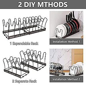Pots and Pans Organizer,Expandable Pot Rack Organizer for Cabinet,10 Adjustable Compartment for Pot Organizer for Kitchen Cabinet Cookware Baking Frying Rack Bake Ware Storage