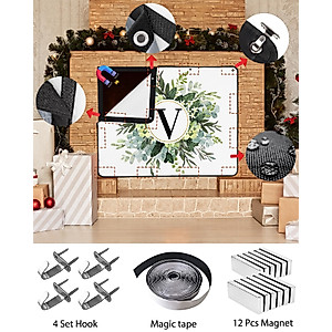 Fireplace Screen Decorative Durable Magnetic Fireplace Cover Baby Proof Fireplace Draft Blocker Letter V, Farmhouse Eucalyptus Wreath Fireplace Blanket for Summer Winter Save Energy,39x32 Inch