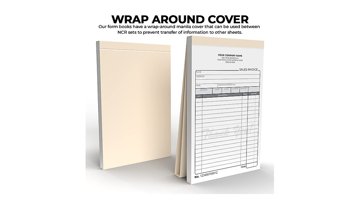 Custom Carbonless NCR Sales Invoice Books - Personalized 2-Part Set