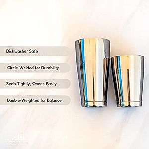 A Bar Above Boston Cocktail Shaker Set – 2-Piece Premium Weighted Boston Shaker Set – Stainless Steel Bartending Kit – 18 oz & 28 oz Martini Shaker Set – Bar Accessories for the Home Bar Set