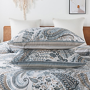 HoneiLife King Size Duvet Cover - 3pcs Paisley Comforter Cover, Soft & Breathable Floral Bedding Duvet Cover Sets with Zipper Closure & Corner Ties, Wildflower Comforter Cover Sets All Season Use