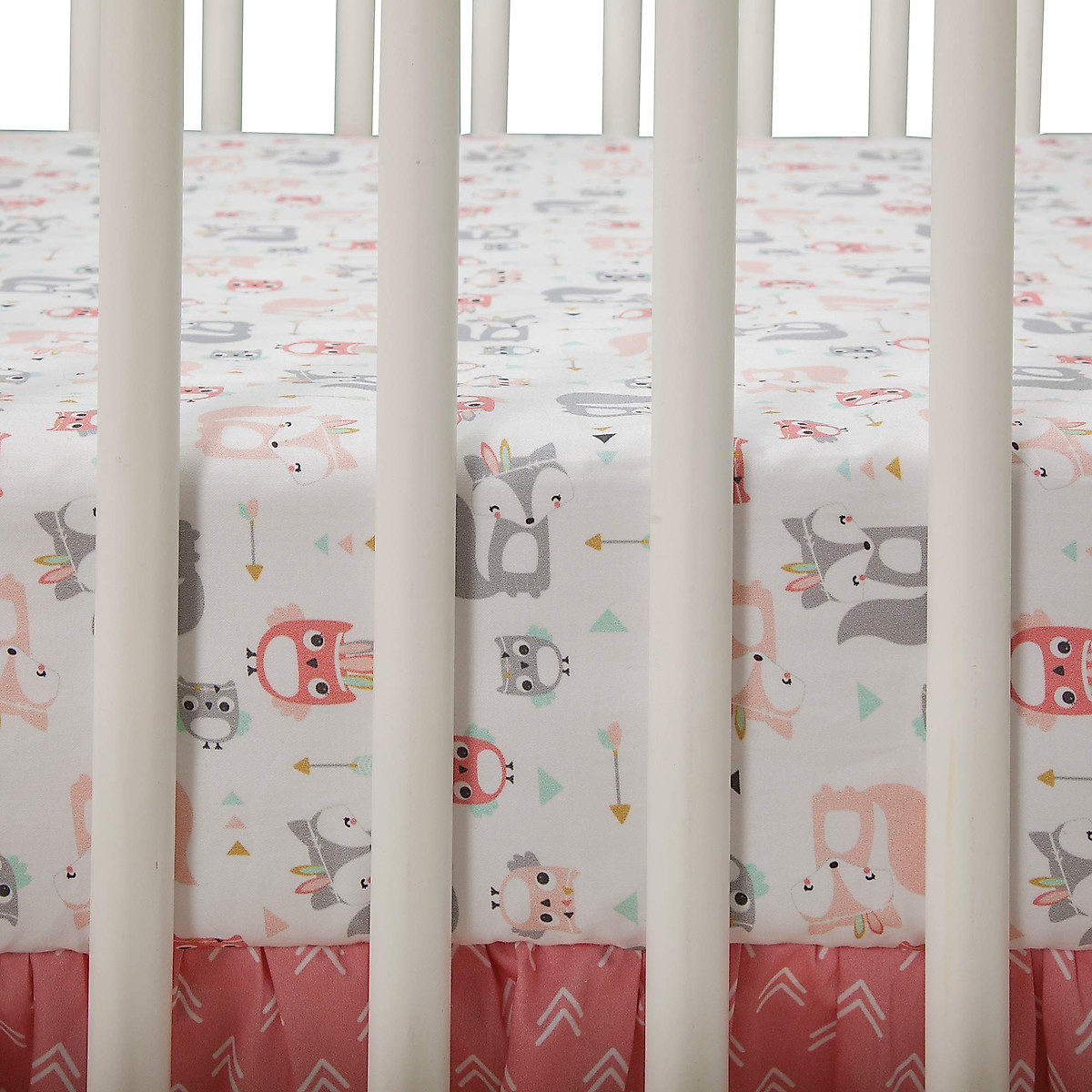 Lambs & Ivy Little Spirit 3-Piece Crib Bedding Set - Blue, Gray, White, Coral
