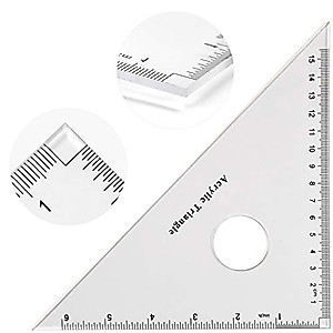 Coopay Large Triangle Ruler Set Square, 30/60 and 45/90 Degrees, Circular Hollow