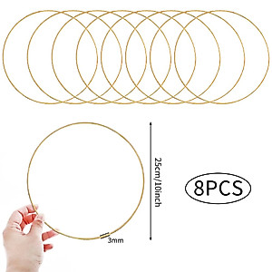 Outuxed 8pcs 10inch Metal Crafts Hoops Wreath Macrame Creations Ring for DIY Crafts Dream Catchers, Floral Macrame Hoop for Wedding Decor, Wall Hanging Craft, Gold