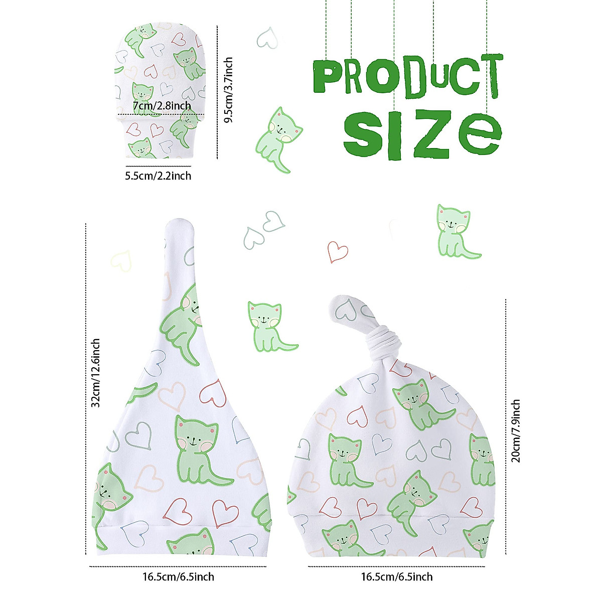 Newborn Baby Hats Mittens Set Blank Sublimation Infant Baby Hats White Newborn Beanie Soft Mittens for 0-12 Months (15)