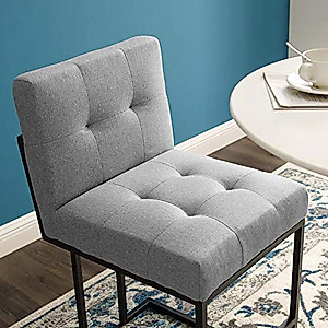 Modway Privy Black Stainless Steel Upholstered Fabric Counter Stool, Light Gray