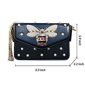 Beatfull Designer Bee Purse Fashion Crossbody Purse with Pearl for Women Pu Leather Shoulder Bag Clutch Handbags