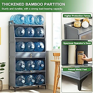 NENAGGE Kitchen Pantry Storage Cabinet, 69" Freestanding Microwave Cupboard with Double Doors ＆ Acrylic Translucent Window, Buffet with Hutch for Living Room, Dining Room,176×116cm/69×46in