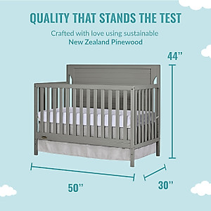 Dream On Me Cape Cod 5-in-1 Convertible Crib in Storm Grey, Greenguard Gold Certified, 55x30x44.5 Inch (Pack of 1)