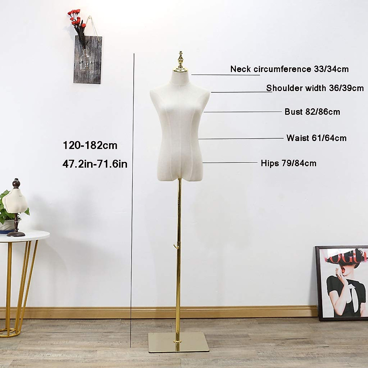 GagalU Mannequin Body Torso Adjustable Dressmakers Dummy, Female Tailors Dummy Dressmakers with a Metal Base -Available in 2 Sizes Model Display