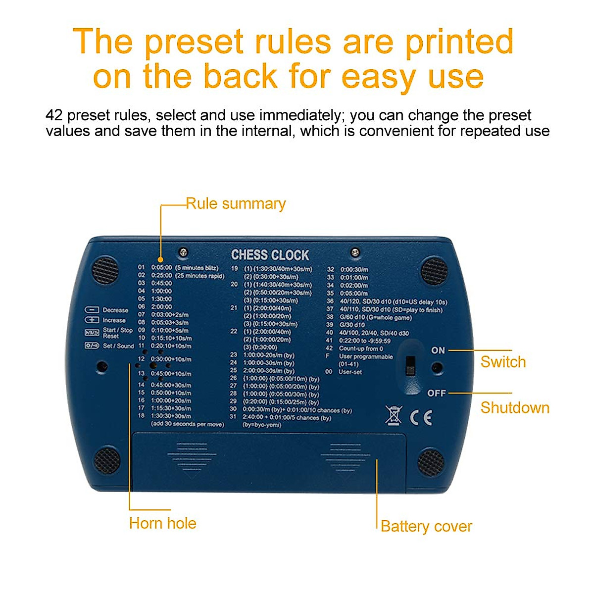 Chess Clock, Advanced Digital Chess & Game Timer, ABS Digital Display Professional International Chess Clock - Blue