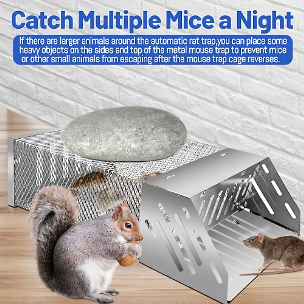 Humane Mouse Trap,Combined Automatic Continuous Rat Traps Cage, Extended Metal Rat Trap,Sensitive Pedal Trigger, Easy to Set Mice Catcher for Indoor and Outdoor