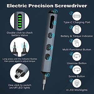 XOOL 68 in 1 Electric Screwdriver Set Precision Screwdriver Set with 64 Magnetic Bits, Rechargeable 2 Gears Torque Power Screwdriver Kit for Electronics, Computer, Laptops, Phone, PC, Game Console