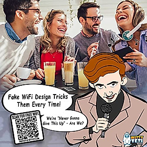 Ad-Free, Realistic 2x2IN Fake WiFi Rick Roll QR Code Stickers 25 Pack. Best Bulk Practical Joke Novelty Set for April Fools. Trick Friends and Family with Hilarious Vinyl Decal Meme Prank