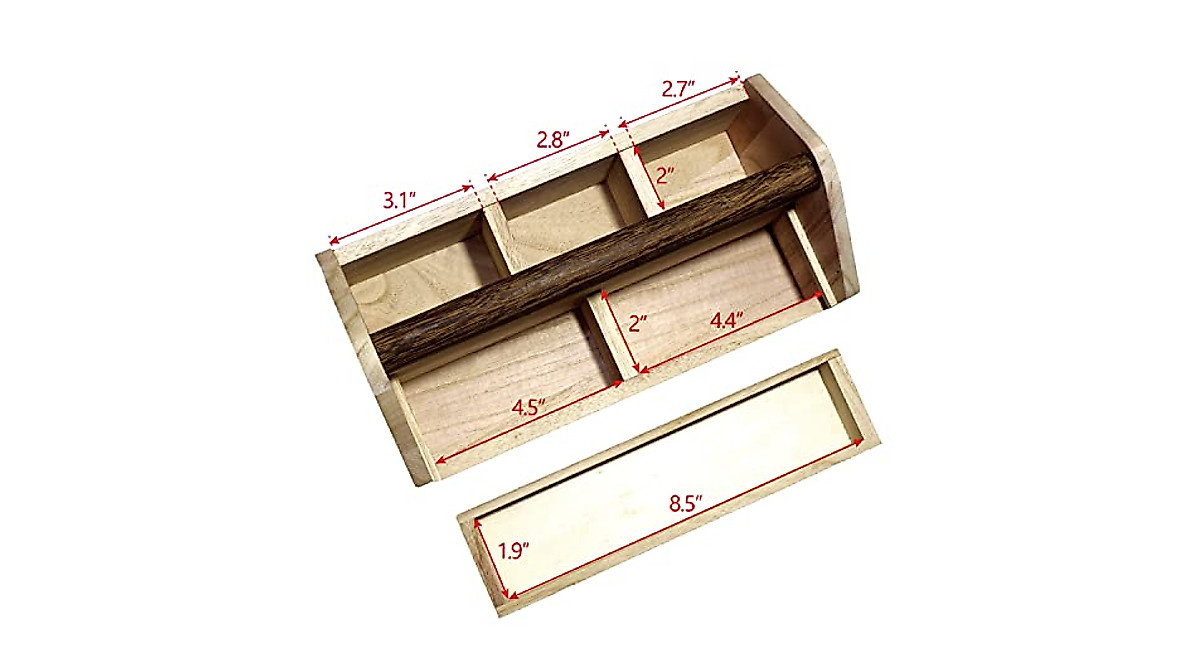Ikee Design Wooden Craft Tool Box with 5 Compartments | Natural Finish