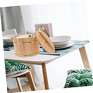 UPKOCH 1 Set Cask Rice Cask Steamed Rice Bucket Sushi Rice Steamed Container with Lid Dim Sum Steamer Stainless Steel Steamer Wood Bucket Wooden Rice Bucket Kitchen Tool Wooden Dessert