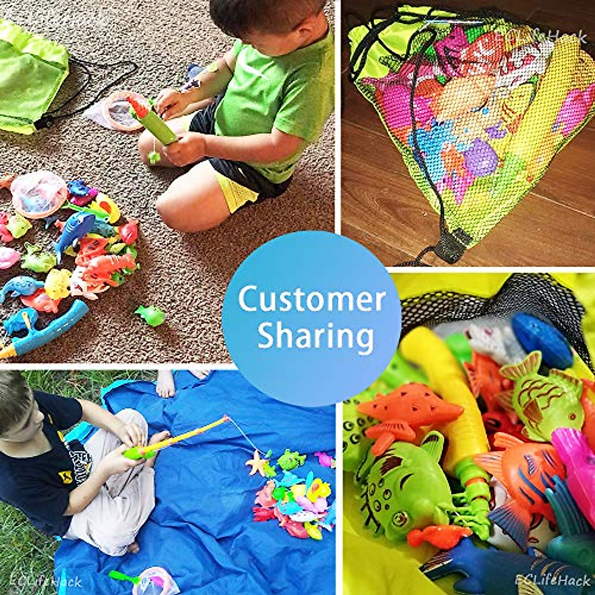 CozyBomB Magnetic Fishing Game for Kids - Bath Pool Toys Set for Water Table Learning Education Fishin for Bathtub Fun with 4 Squeak Rubber Animal and Boat, Poles Rod Net Fishes for Kids Age (Green)