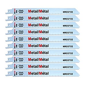 10-Piece 9” 18-TPI Metal Cutting Reciprocating Saw Blades