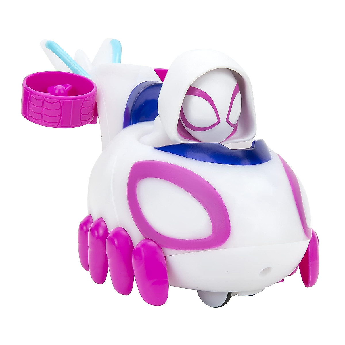 Marvel Spidey and His Amazing Friends - Ghost-Spider Glow N’ Go Copter Feature Vehicle, 8-Inch - Lights Show Effect, Sounds, Built-in Super Hero, Manual Propellers