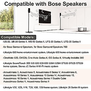 Adjustable Speaker Stand Pair for Bose Built in Cable Management wr Slideconnect Bracket, for UB-20, UFS-20 II, Lifestyle 600, CineMate II, Lifestyle SoundTouch, Acoustimass Series Bose Speaker Stands