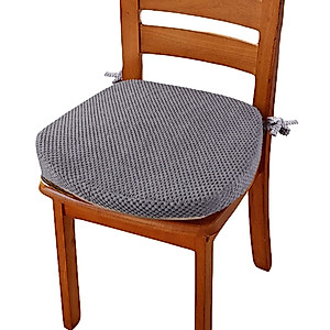 Big Hippo Chair Cushion with Ties for Dining Chair Memory Foam Kitchen Dining Chair Pad Non Slip Dining Room Seat Cushion with Machine Washable Cover,17"x16"(1 Pack, Grey)