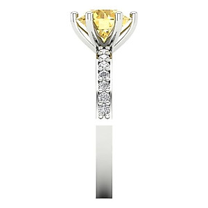 Clara Pucci 1.96ct Round Cut Solitaire Genuine Yellow Simulated Diamond Engagement Promise Anniversary Bridal Ring 18K White Gold 8