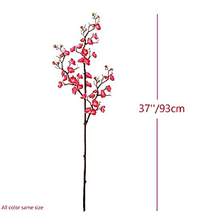 cn-Knight 3pcs Artificial Cherry Blossom Branches,37 Inch Long Stem Silk Plum Blossom with Buds,Realistic Japanese Apricot for Home Décor Centerpiece Wedding Bouquet,Pink