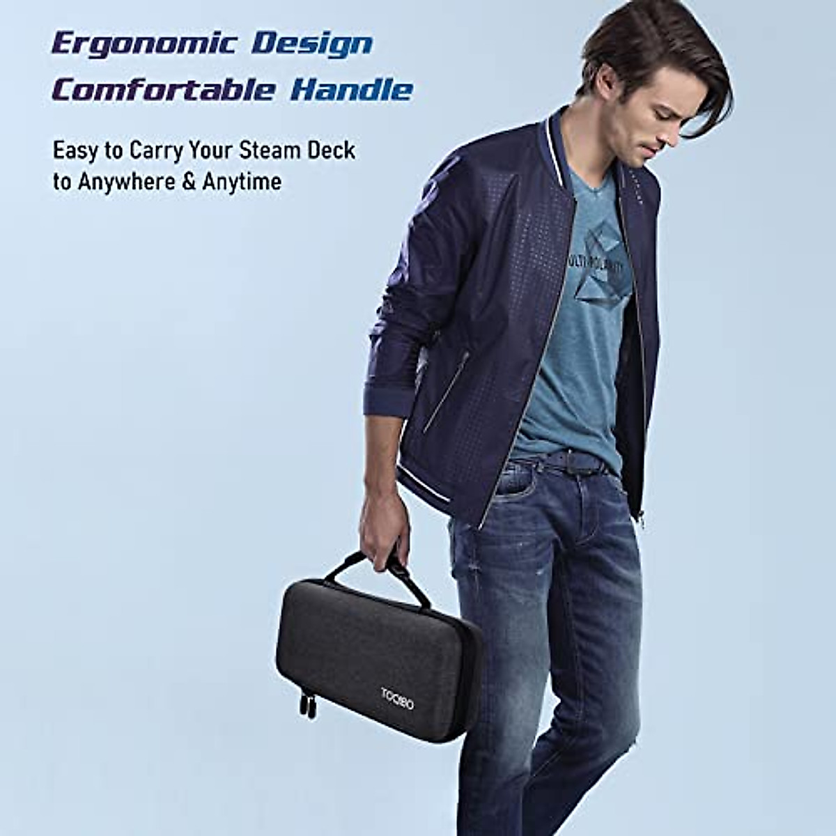 TOQIBO Protective Carrying Case for Steam Deck, Portable Travel Carrying Case Pouch Compatible with Steam Deck Console & Accessories, Hard Shell Carry Case Built-in AC Adapter Charger Storage Bag