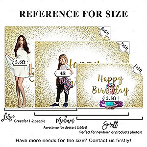 Allenjoy Gold and White Happy Birthday Party Backdrop Women Bday Golden Glitter Spots Dots Decoration Cake Table Banner Supplies Photography Background Photo Booth Props
