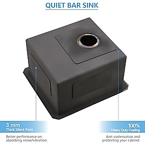 17 Inch Undermount Black Stainless Steel Kitchen Bar Sink, Scamall 17 X 19 X 10 Single Bowl 16 Gauge Stainless Steel Small Workstation Prep Wet Bar Sink Outdoor Sink with Cutting Board SML001SBG