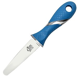 CUDA 3.5" Shucking Knife | Titanium Bonded Rust & Corrosion Resistant Stainless Steel Oyster Prying & Shucking Tool with Non-Slip Scale Pattern Grip