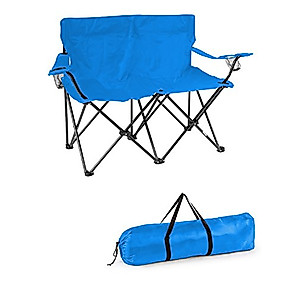 Trademark Innovations Loveseat Style Double Camp Chair, 40" L x 22" W x 31.5" H, Blue