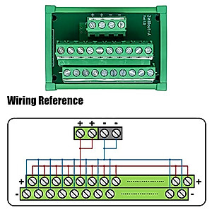 Jienk Screw Terminal Block Power Distribution Module, 25A DIN Rail Mounting Terminal Block Distribution Breakout Board for PLC Servo Power Amplifier (2 in 10 Out)